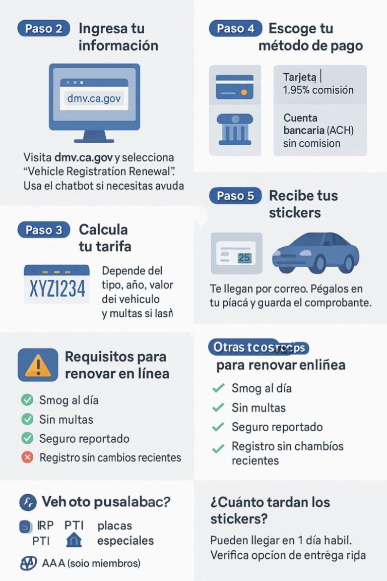 ¿Cómo pagar placas en línea DMV California? - DMVservicios
